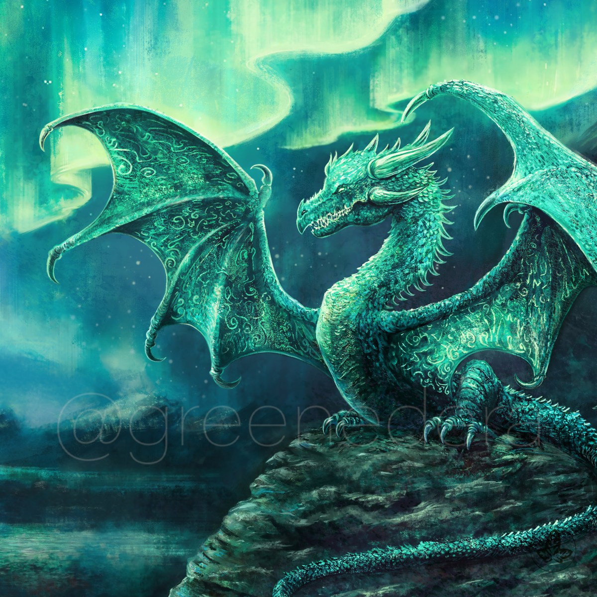 Guardian of the aurora dragon – Greenedera art