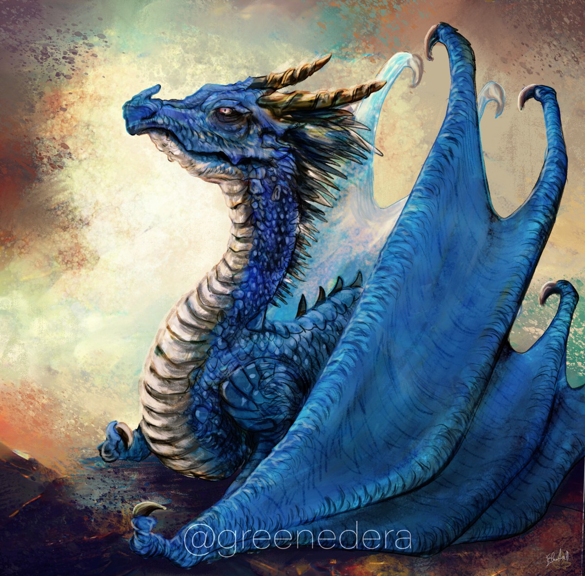 Royal blue – dragon – Greenedera art
