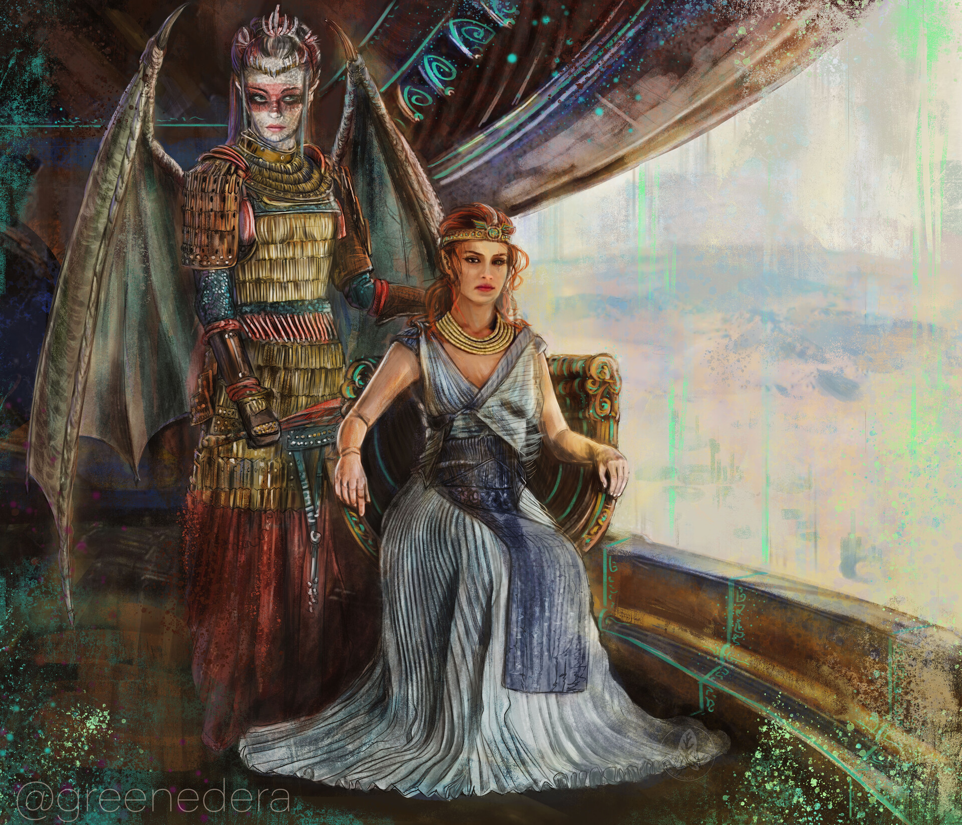 Spelljammer – Fawn and Miwa portrait – Greenedera art