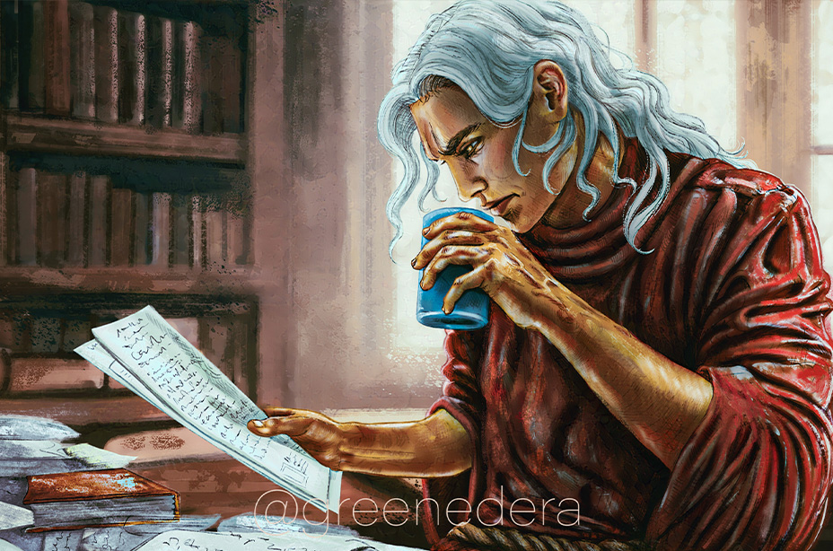 New: Raistlin – tea and books – Greenedera art