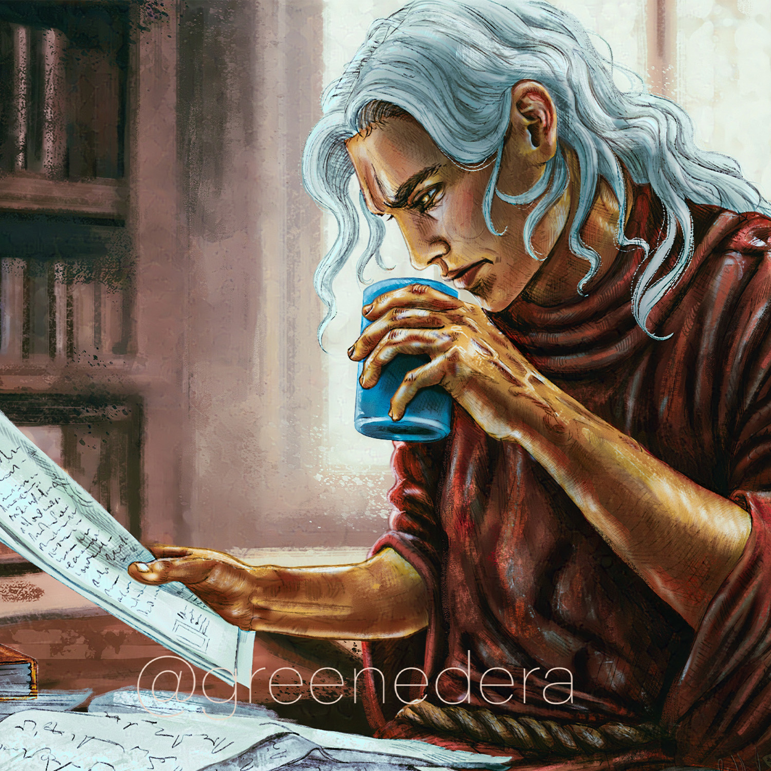 Raistlin – tea and books – Greenedera art