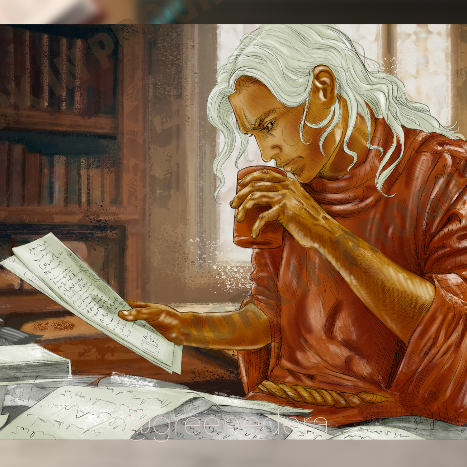 Raistlin – tea and books – Greenedera art